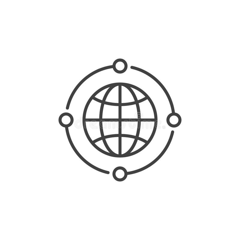 Neural Network Earth Globe Vector Concept Line Icon Stock Illustration ...