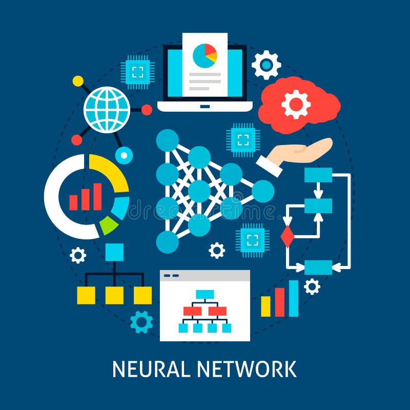 Neural Network Flat Concept Stock Vector - Illustration of intelligence ...