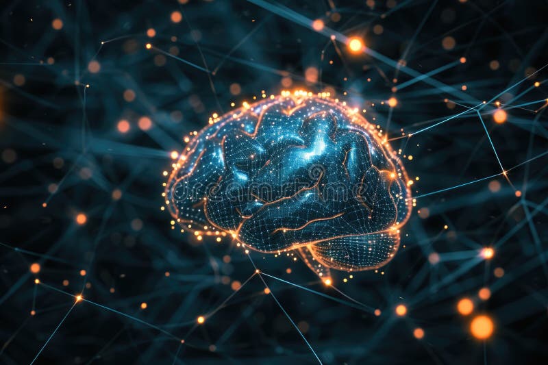 Neural Network in the Form of a Brain Stock Illustration - Illustration ...