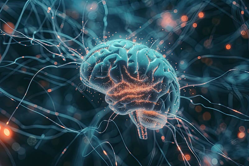 Neural Network in the Form of a Brain Stock Illustration - Illustration ...