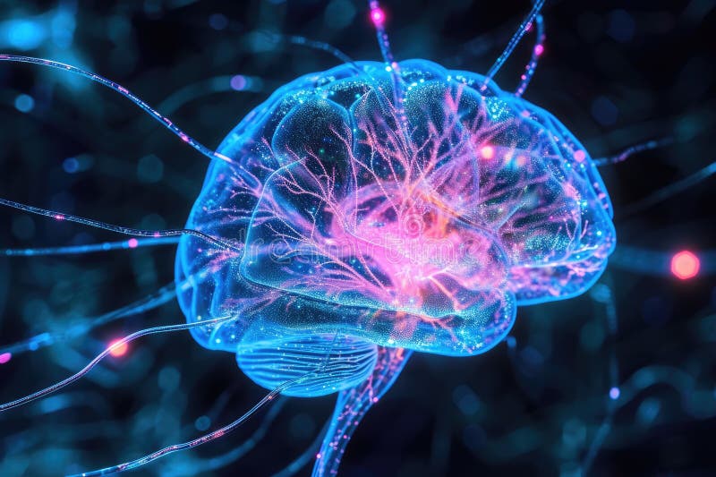 Neural Network in the Form of a Brain Stock Illustration - Illustration ...