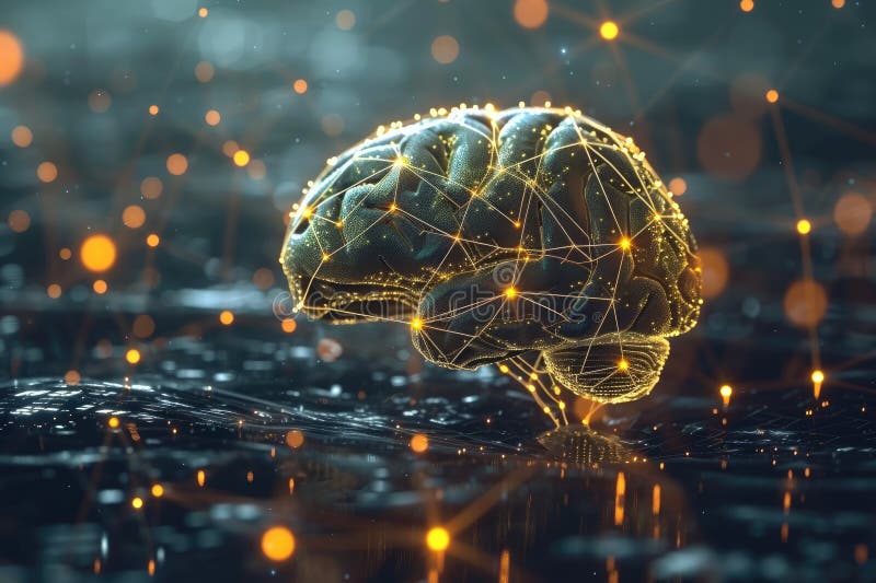 Neural Network in the Form of a Brain Stock Illustration - Illustration ...