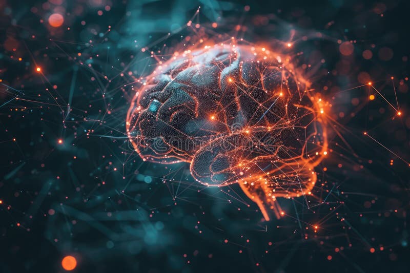 Neural Network in the Form of a Brain Stock Illustration - Illustration ...