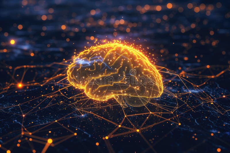 Neural Network in the Form of a Brain Stock Illustration - Illustration ...