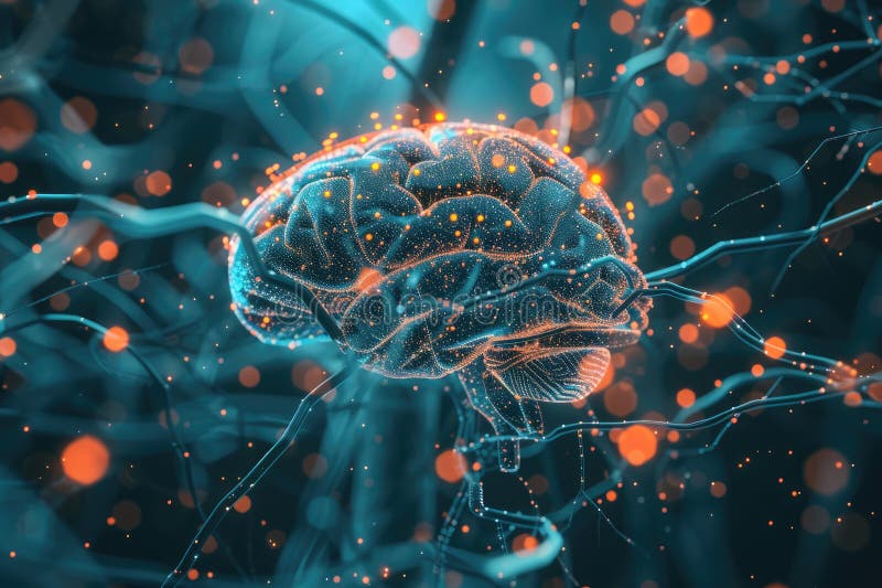 Neural Network in the Form of a Brain Stock Illustration - Illustration ...