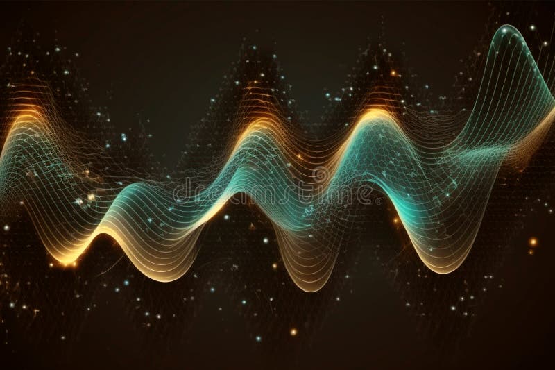 Neural Network. Futuristic Big Data Visualization Wave Connecting ...