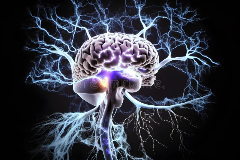 Human Brain Showing Activation of Neurons and Neuronal Extensions ...