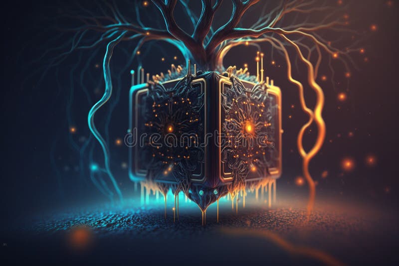 Neural Network with Glowing Bioluminescence. the Image Represents the ...