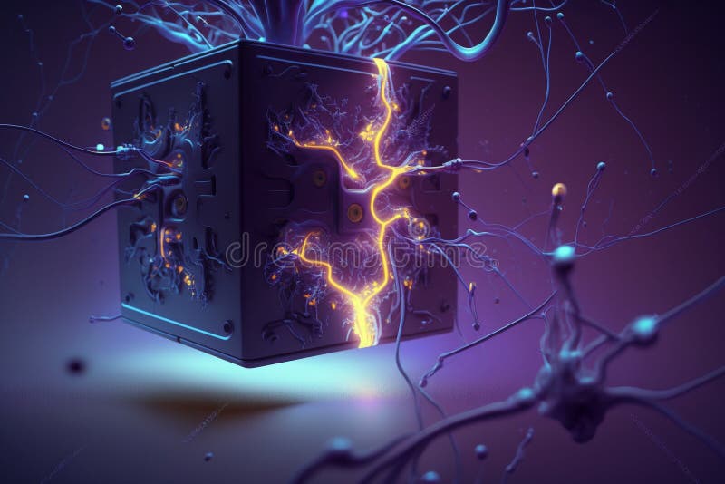 Neural Network with Glowing Bioluminescence. the Image Represents the ...