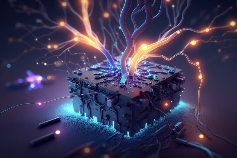 Neural Network with Glowing Bioluminescence. the Image Represents the ...