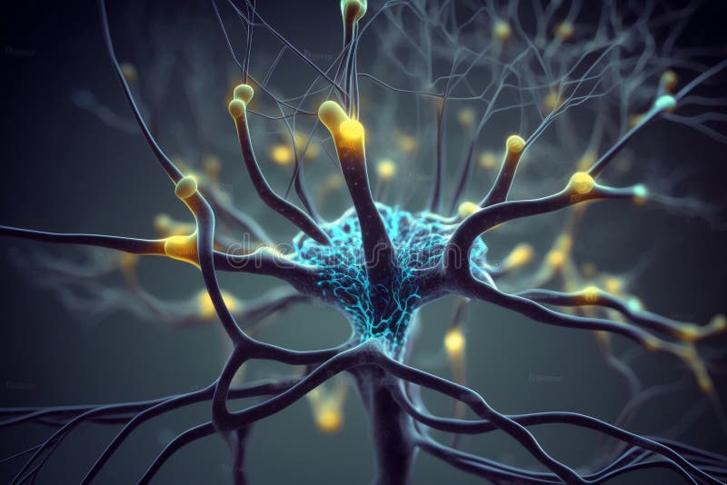 Neural Network with Glowing Bioluminescence. the Image Represents the ...