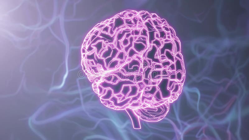 Neural Network Glowing, Spinning with Vibrant Purple Smoke Enveloping ...