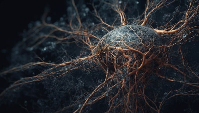 Neural Network Glows in Deep Space Fractal Generated by AI Stock Image ...