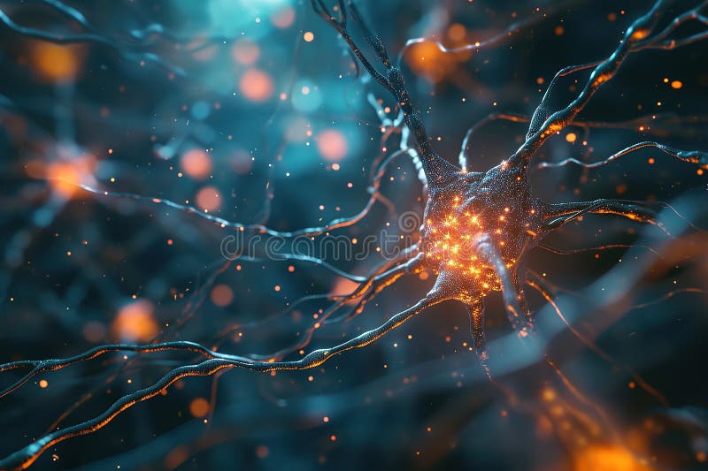 Neural Network Illustration, Synaptic Activity, AI Generated Stock ...