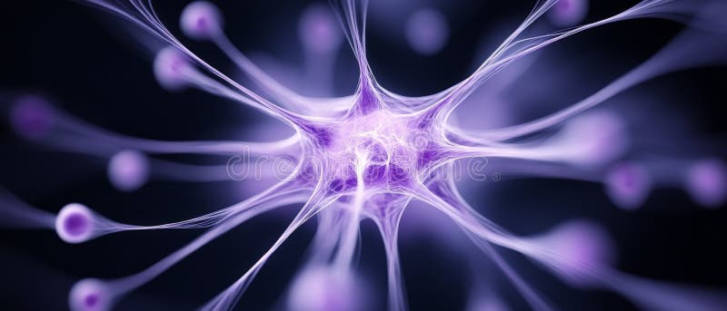 Neural Network Inspired Glowing Purple Structure with Interconnected ...