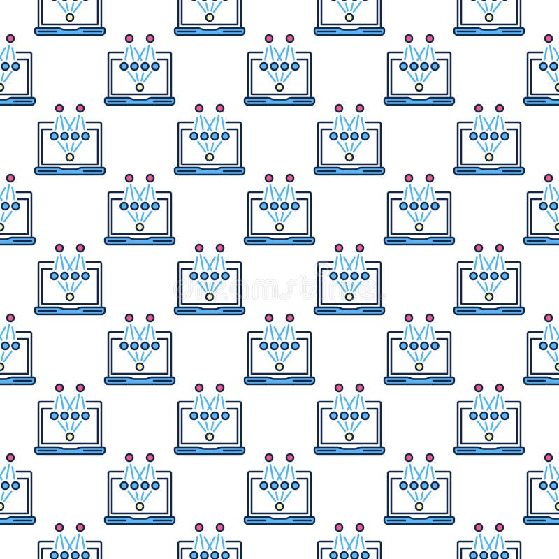 Neural Network on Laptop Screen Vector Colored Seamless Pattern Stock ...