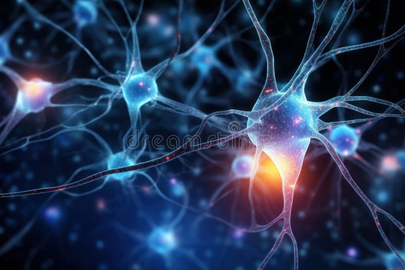 Neural Network with Neuron Connections Stock Illustration ...