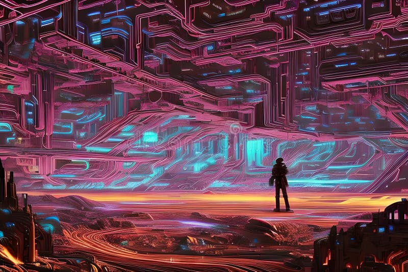 Neural Network Nexus with Generative AI Stock Illustration ...