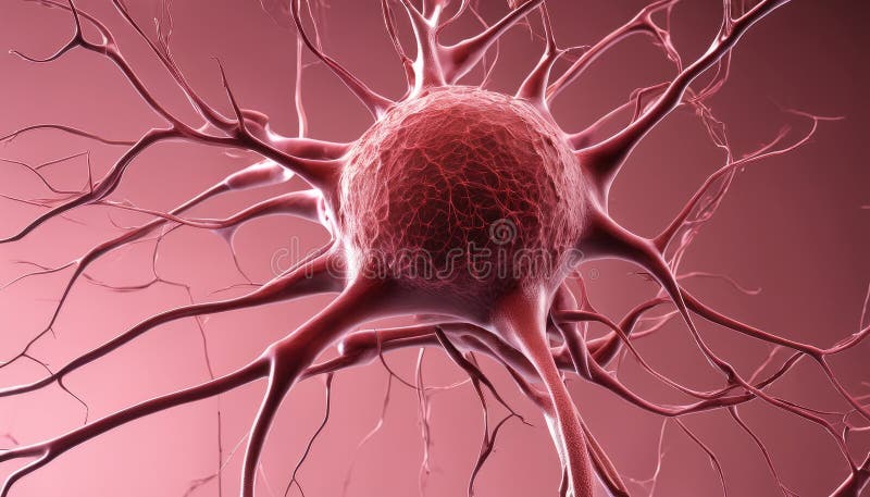 Neural Network in a Pink Hue, a Complex Web of Synapses and Dendrites ...