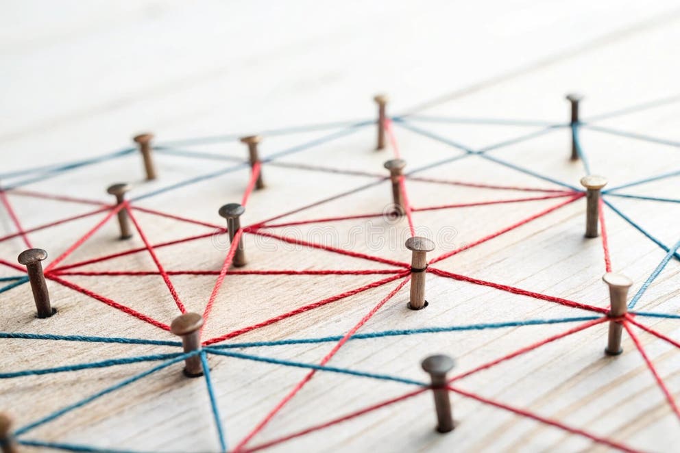 Neural Network Representation Using Pins and Threads Stock Illustration ...