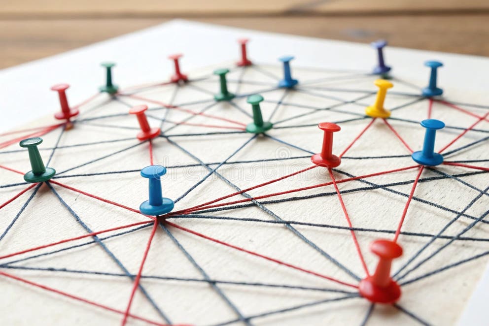 Neural Network Representation Using Pins and Threads Stock Illustration ...