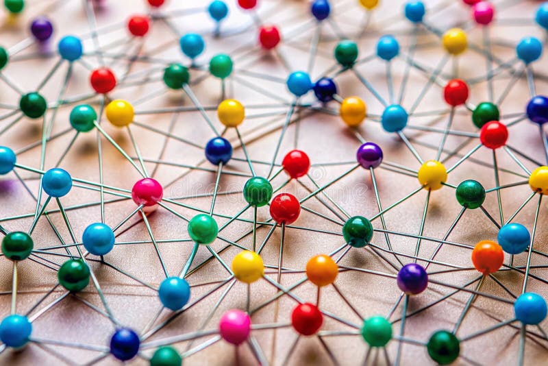 Neural Network Representation Using Pins and Threads Stock Illustration ...