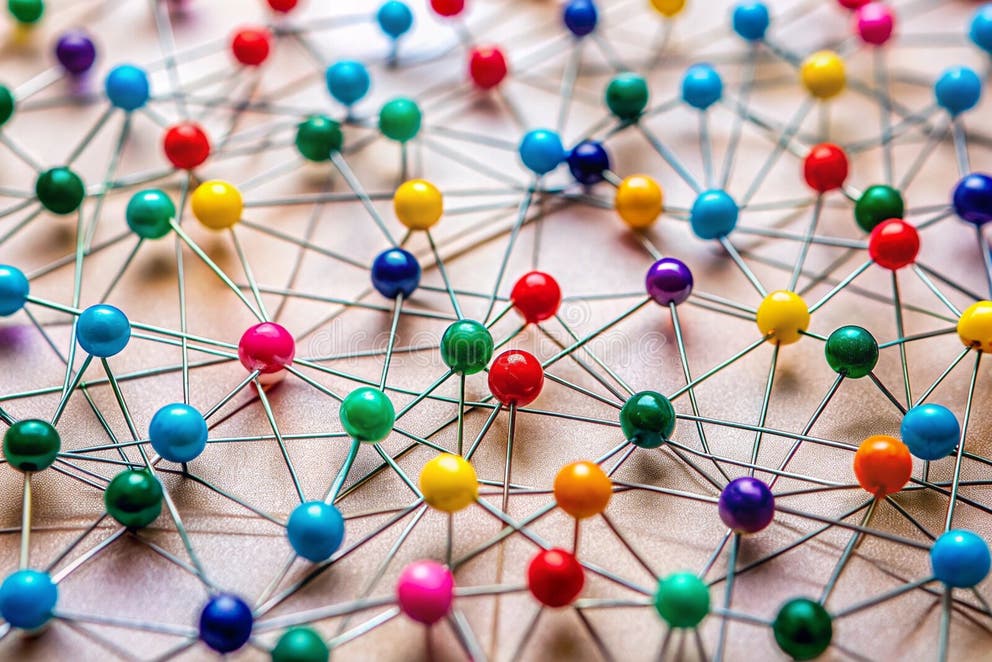 Neural Network Representation Using Pins and Threads Stock Illustration ...