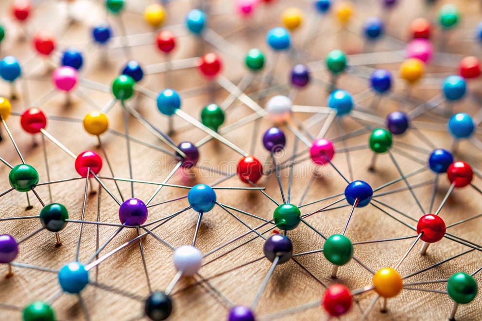 Neural Network Representation Using Pins and Threads Stock Illustration ...