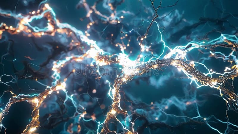 Neural Network Sending Signals with Electrical Impulses Stock Footage ...