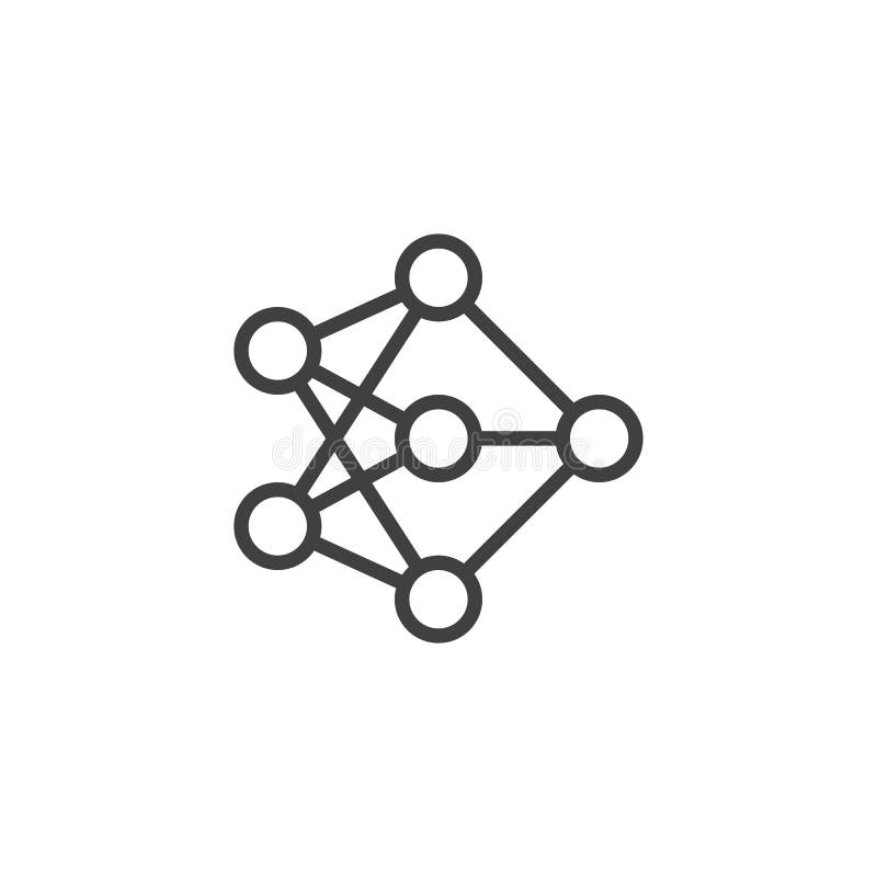 Neural Network Structure Line Icon Stock Vector - Illustration of tech ...