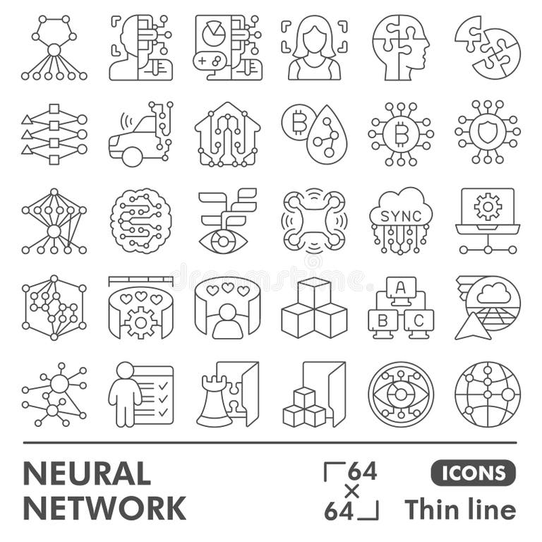 Neural Network Symbols Collection or Sketches, Deep Learning Theme in ...