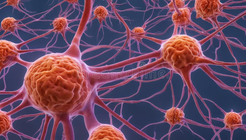 Neural Network with Synapses and Dendrites, Illustrating Complex Brain ...