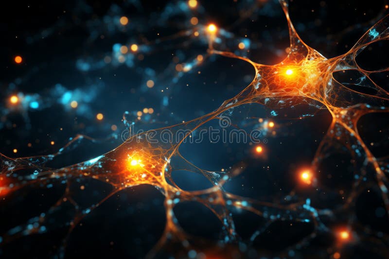 Neural Network Synapses Firing in the Brain Stock Illustration ...