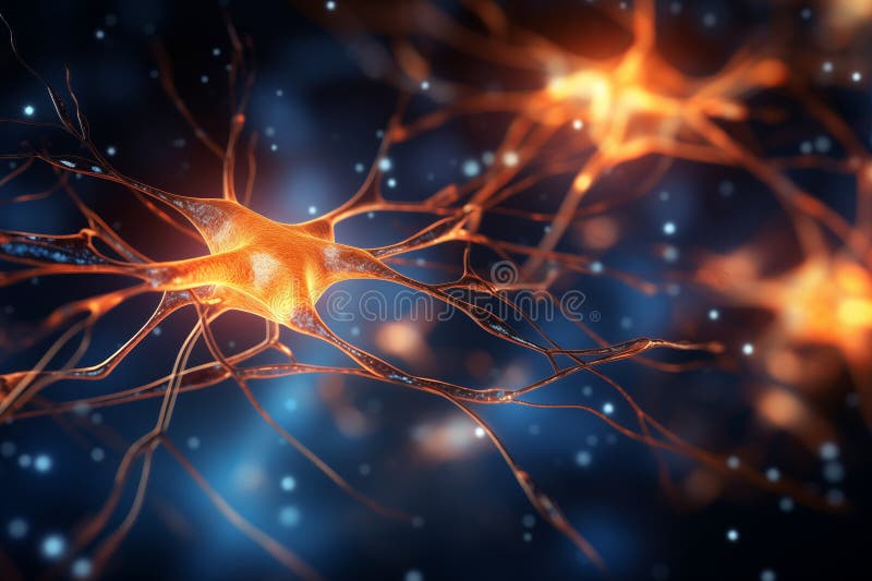 Neural Network Synapses Firing in the Brain Stock Illustration ...