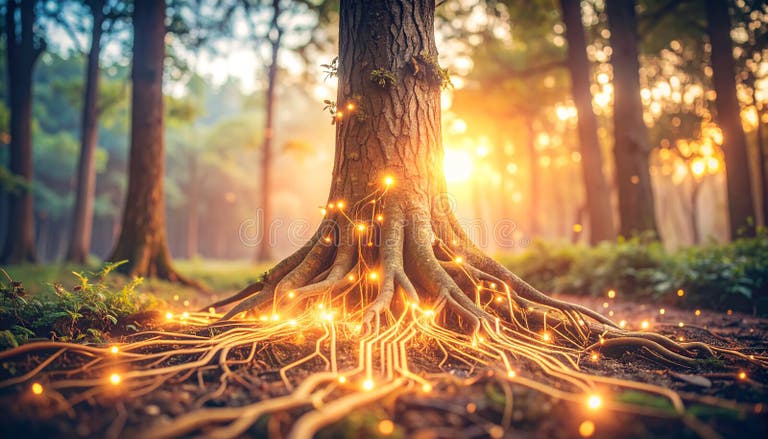 Neural Network Tree Roots. Artificial Intelligence Concept. Generated ...