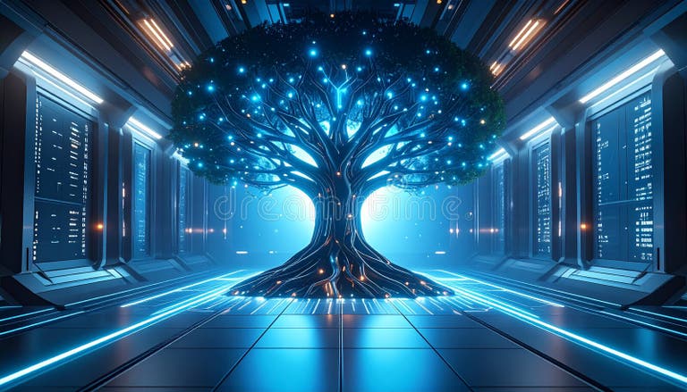 Neural Network Tree Roots. Artificial Intelligence Concept. Generated ...