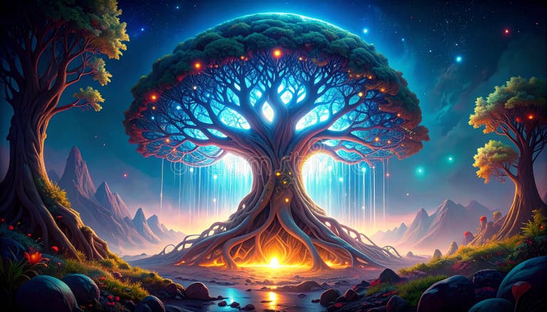 Neural Network Tree Roots. Artificial Intelligence Concept. Generated ...