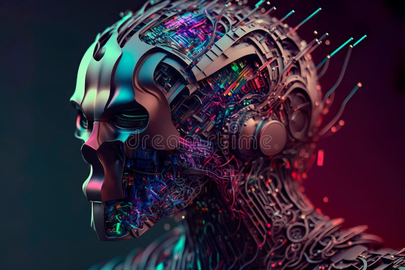 Neural Network. Virtual Emulation Technology Concept Generative AI ...