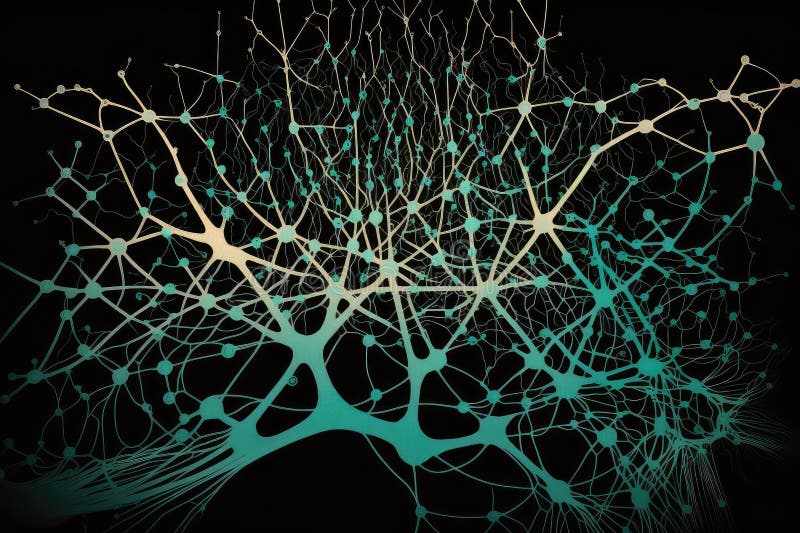 Neural Network With Visualization Of Connections And Data Flow Stock Illustration