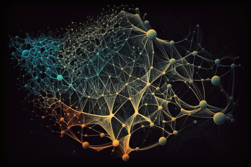 Neural Network With Visualization Of Connections And Data Flow Stock