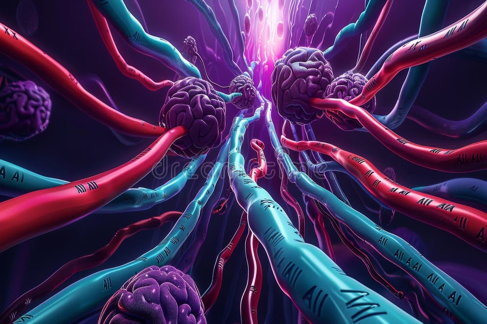 Neural Network Visualization With Interconnected Nodes And Glowing 0433