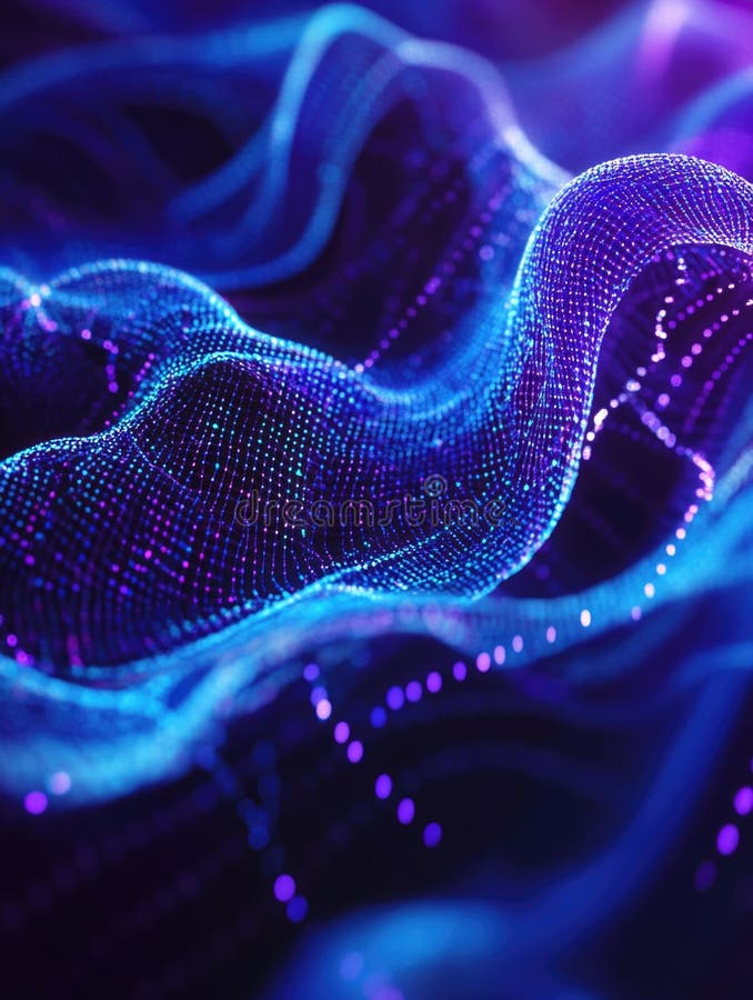 Neural Network Visualization with Purple and Blue Lights on a Dark ...