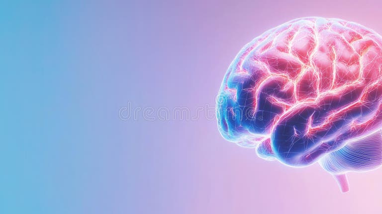 Human Brain Emitting and Receiving Energy Flows, Simulating Increasing ...