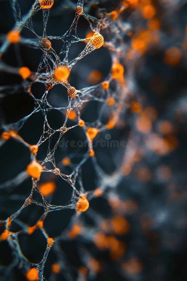 Neural Network Web with AI Elements Stock Illustration - Illustration ...
