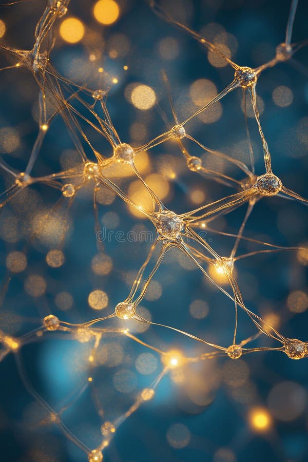 Neural Network Web with AI Elements Stock Illustration - Illustration ...