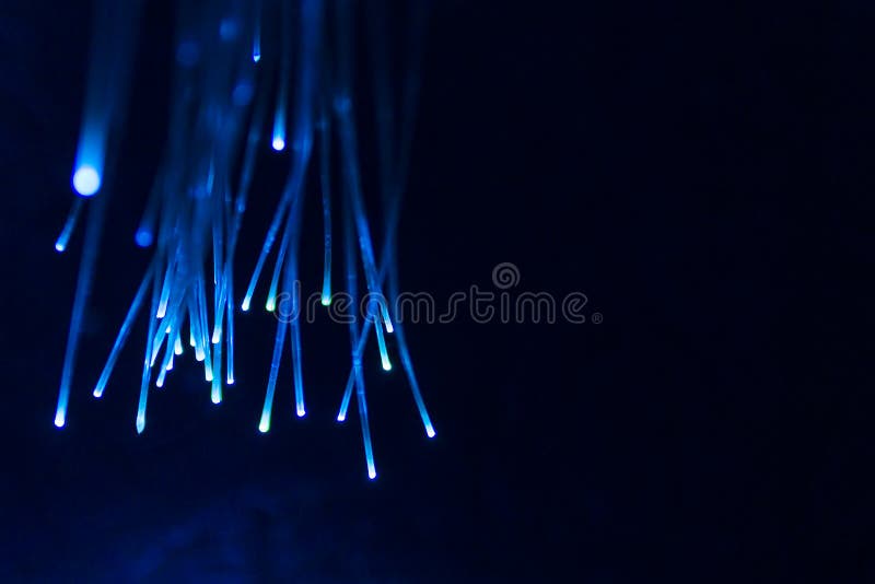 Neural Networks.Blue Neon Lightnings of Bokeh Lights and Reflections ...