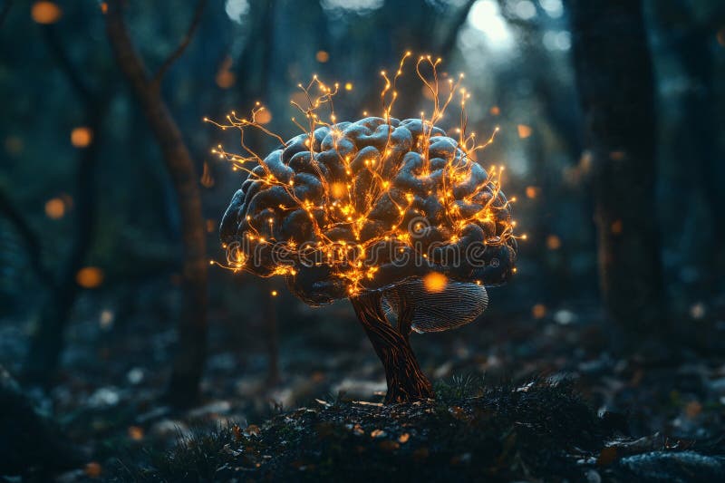 Neural Networks of a Brain Evolving into a Forest, Representing Growth ...