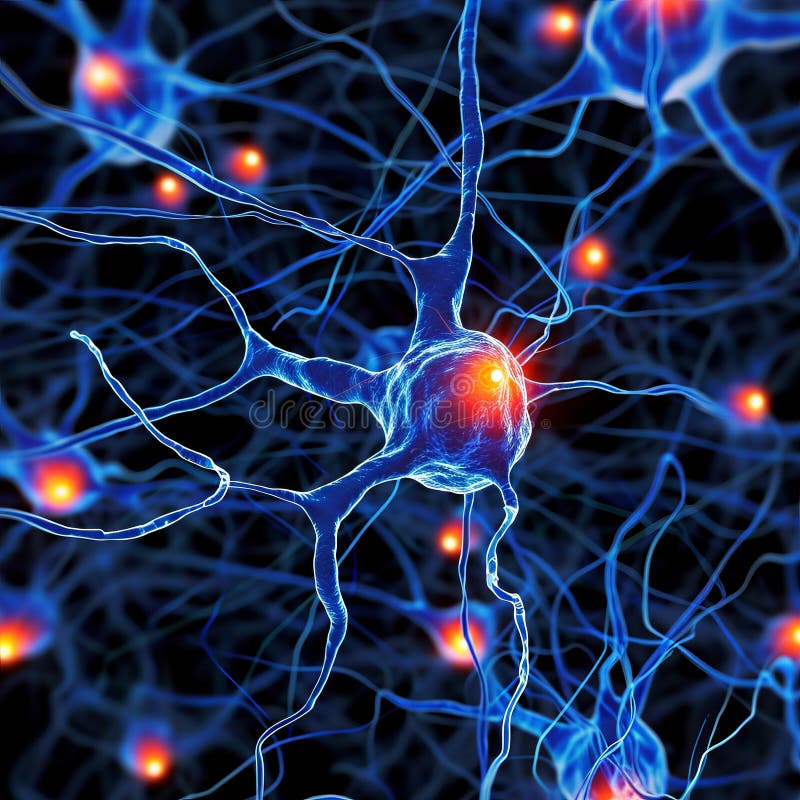 Neural Networks of the Human Brain. 3d Illustration of Abstract Nerve ...