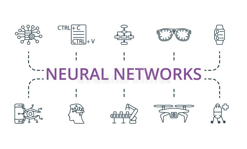 Neural Networks Icon Set. Monochrome Simple Neural Networks Icon ...