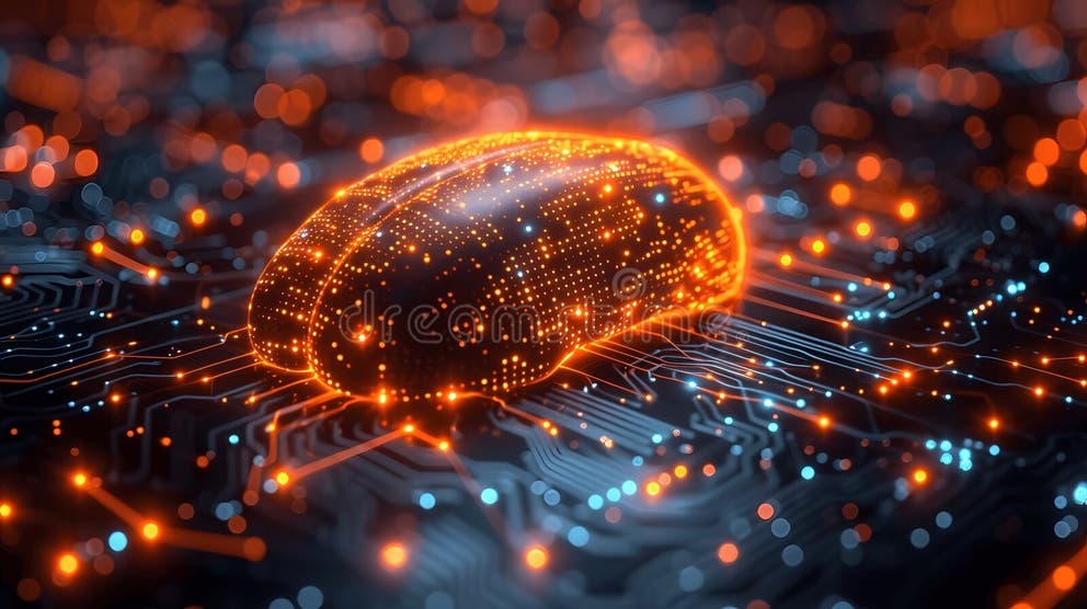 Neural Networks Meet Binary, AI Intellect. Stock Illustration ...